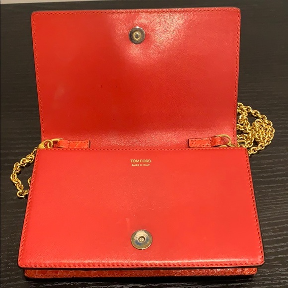 Tom Ford | Bags | Tom Ford Red Python Clutchbag With Chain Strap | Poshmark